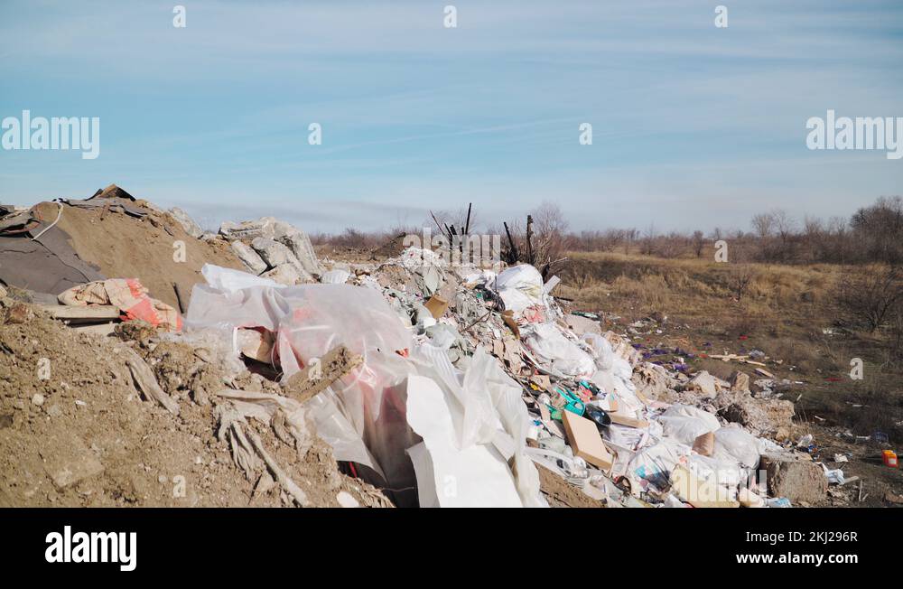 Pollution concept Garbage pile trash dump landfill. Global damage ...