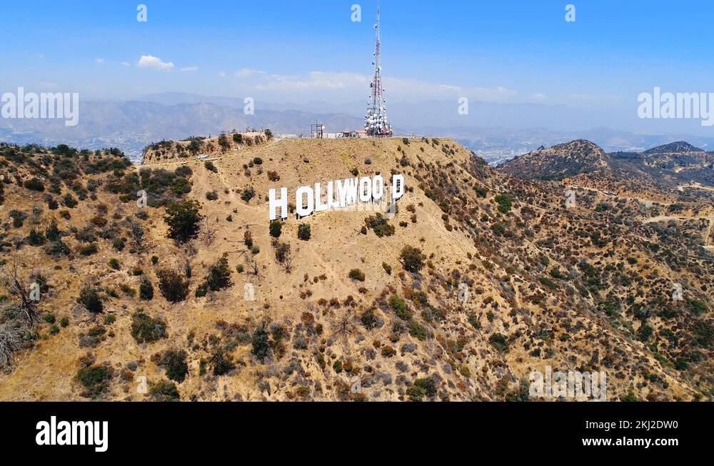 Cinematic aerial of Hollywood sign, Hollywood hills Stock Video Footage ...