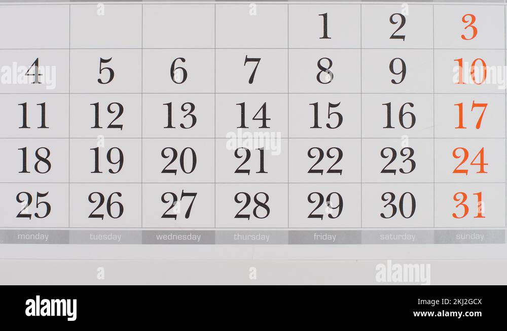 TOP VIEW: Crossing out a numbers in a paper calendar - Stop motion ...