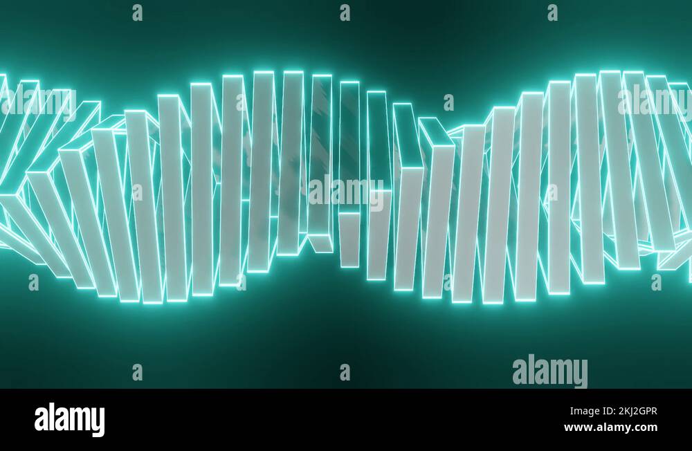 Helix body animation, green glowing rotating 3d objects building a ...