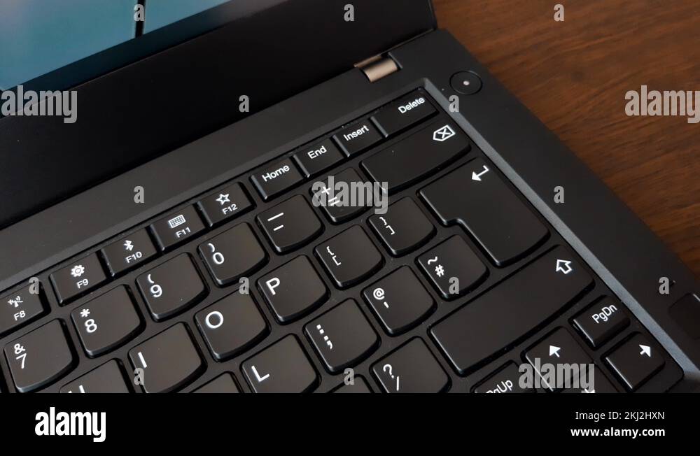 Nervous and stressed person pressing enter key on laptop keyboard ...