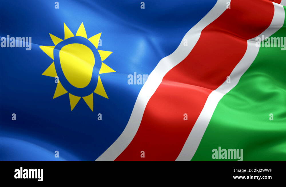 Namibia flag Motion Loop video waving in wind. Realistic Namibian Flag ...