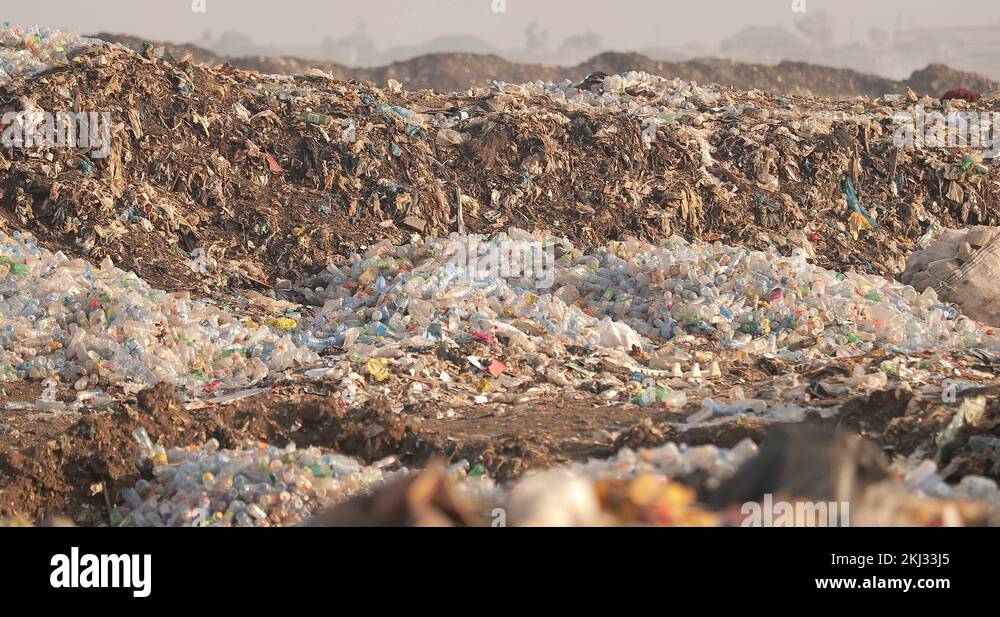 Pollution concept. Garbage pile in a trash dump in a Landfill, Zambia ...