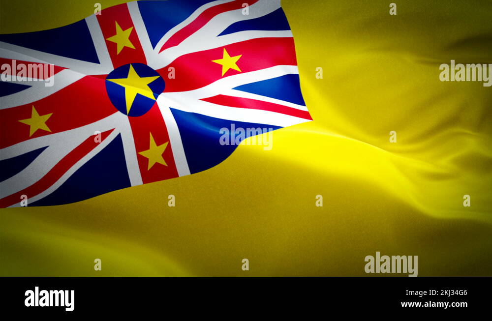 Niuean flag Closeup 1080p Full HD 1920X1080 footage video waving in ...