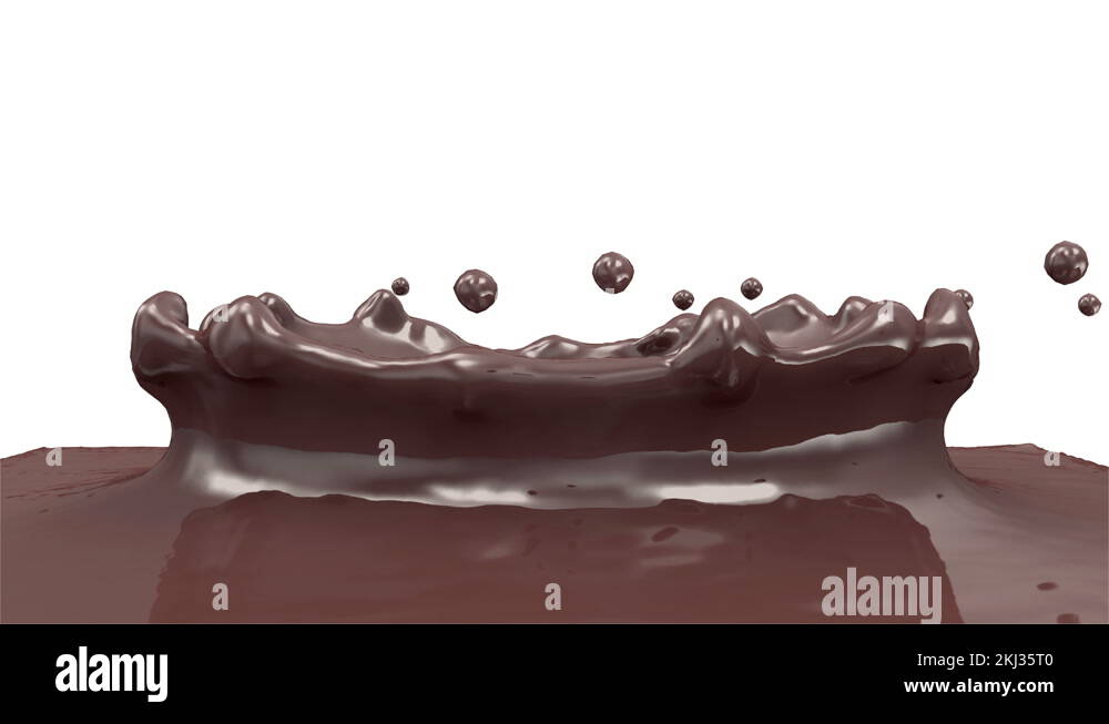 4K Slow Motion Animation of Melt Chocolate Crown Splash on Green Screen ...
