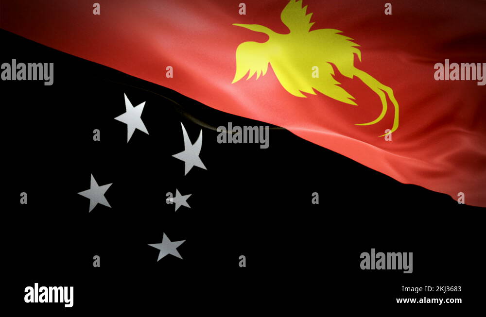 Papua New Guinea waving flag. National 3d Papua flag waving. Sign of ...