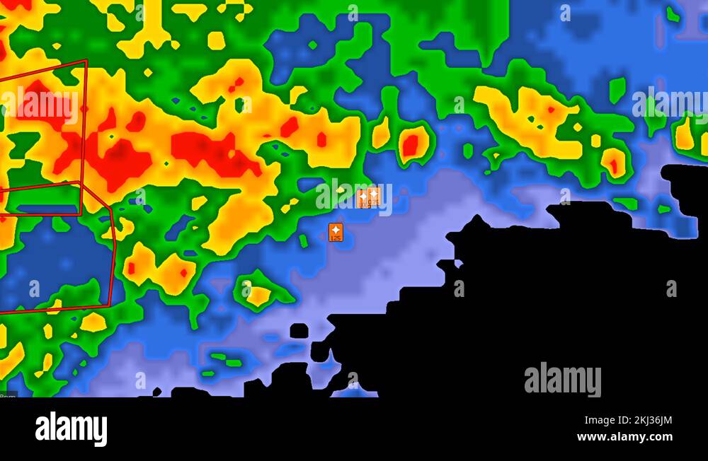 Severe thunderstorms with tornado on Doppler weather radar screen Stock ...