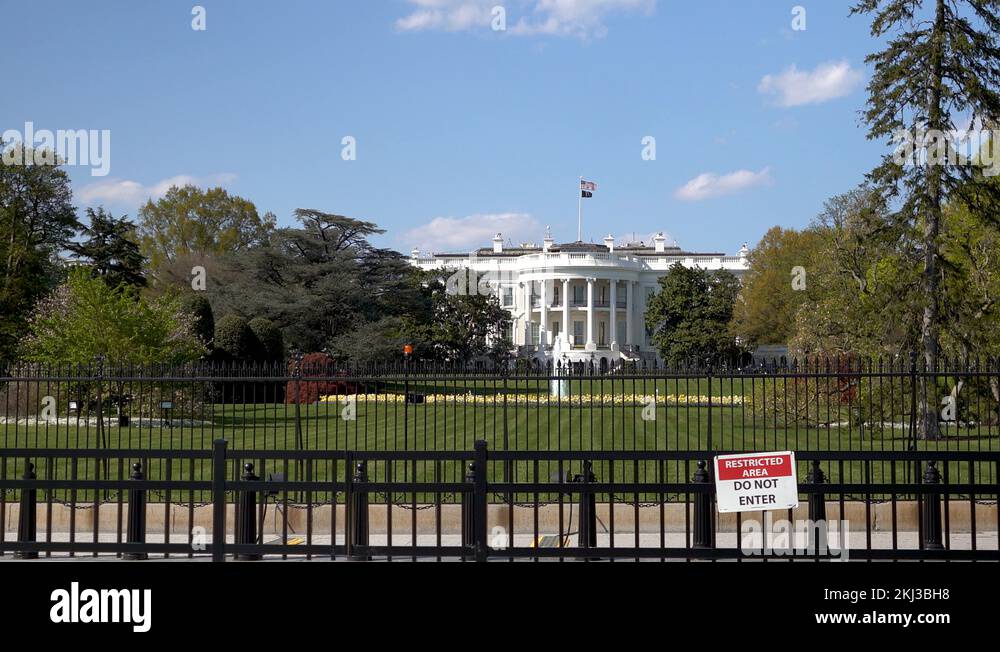 Steadicam motion to the left showing the White House in Washington, DC ...