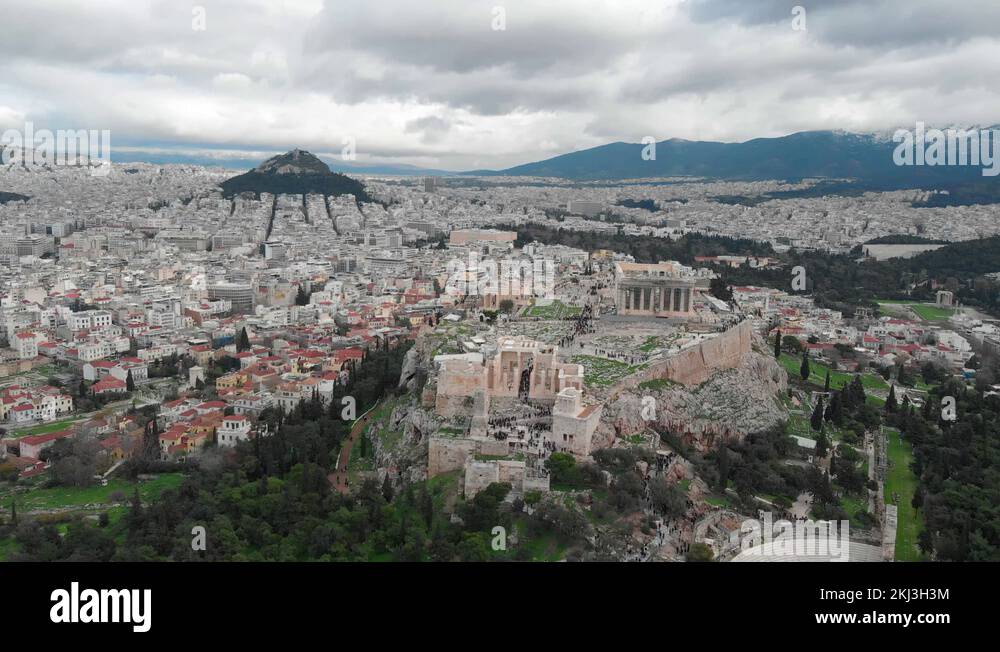 Drone video of Acropolis of Athens Greece with Parthenon and Mount Lycabettus Stock Video ...