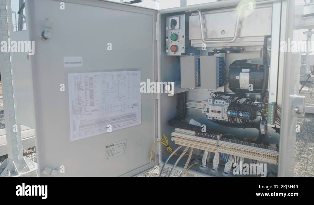 Electrical cabinet at a high voltage substation Stock Video Footage - Alamy
