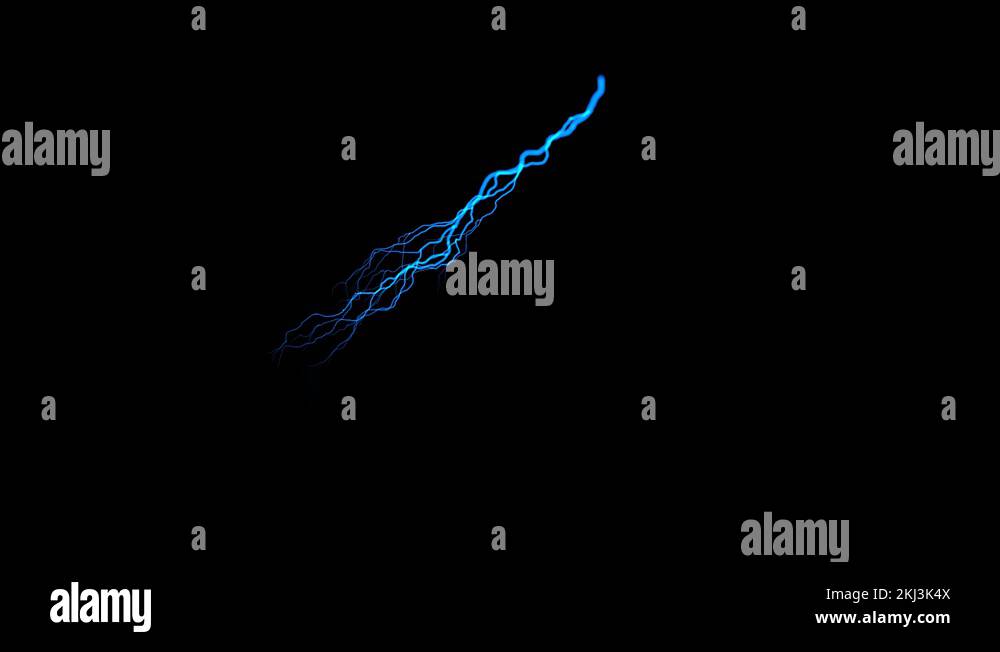 Realistic lightning strike animation over black background with the ...