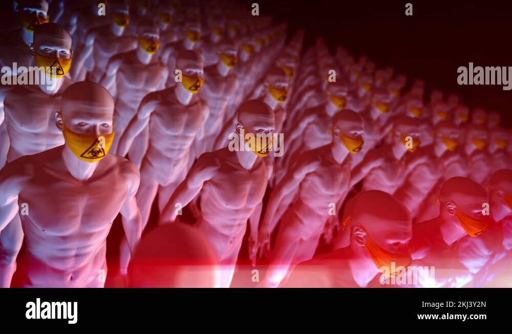 3D Rendering male crowd 4K Outbreak medical animation Coronavirus COVID ...