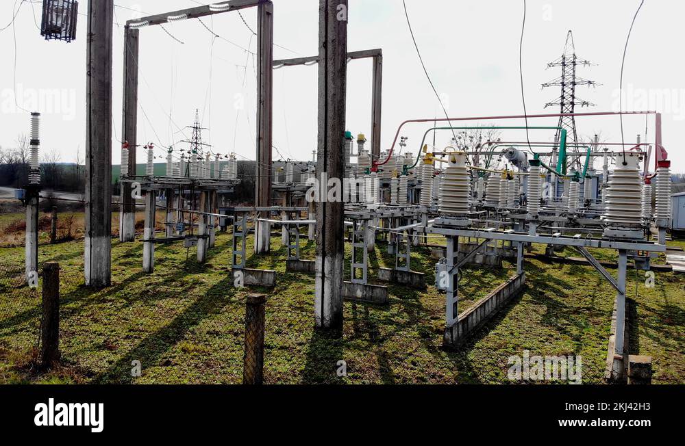High voltage electrical substation. High voltage power plant for a ...