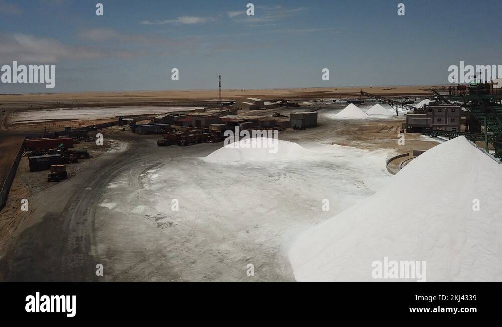 4K aerial video of Walvis Bay salt works in Namibia Stock Video Footage ...