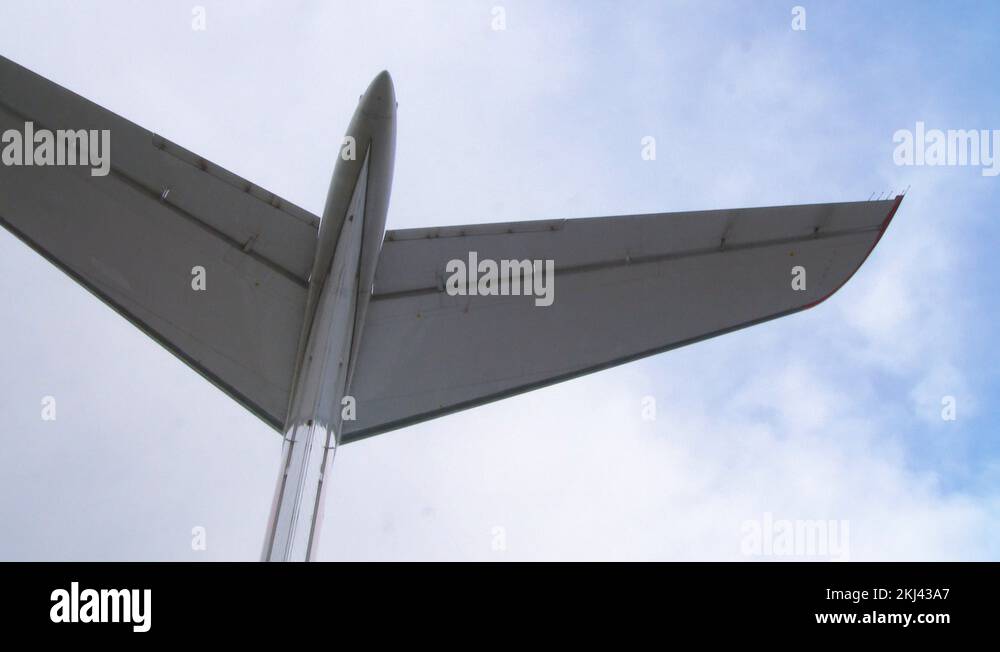 Circular panning shot of an aircraft tail looking upwards. Aircraft ...