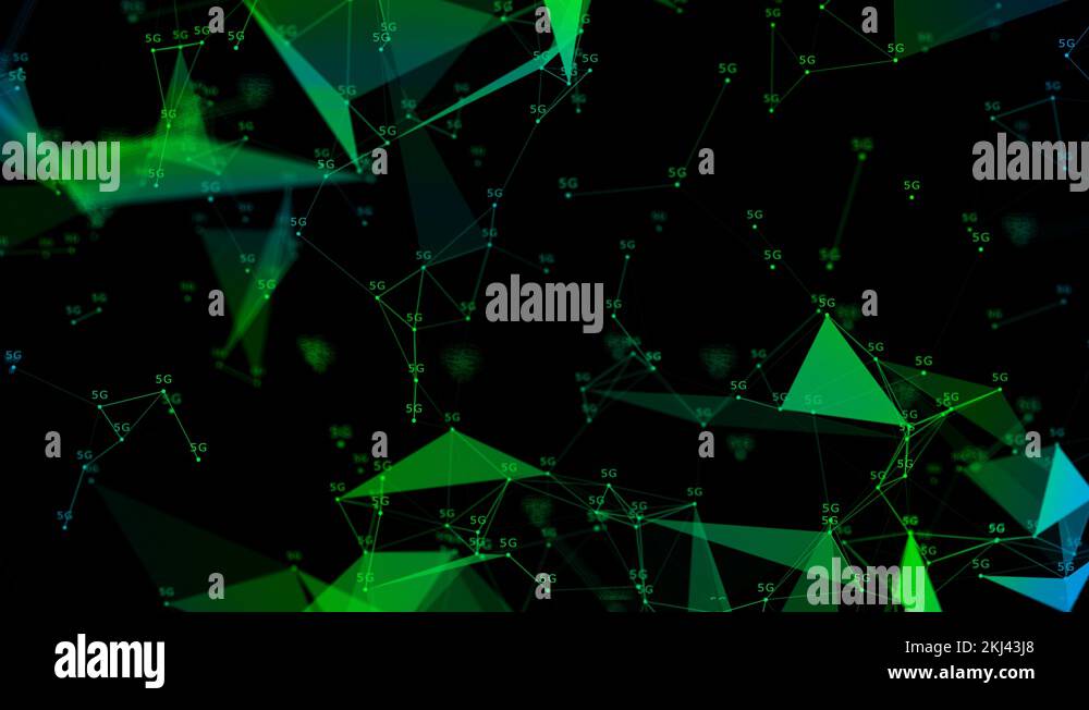 4k abstract Digital background with graph made of nodes with 5G symbol ...