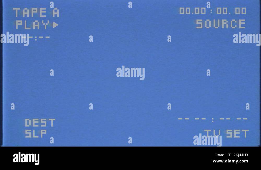 Vintage Analogue VHS Tape Blue TV Display 80s 90s Retro Screen Stock ...