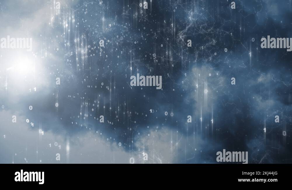 Sunny clouds sky with binary data animation Stock Video Footage - Alamy