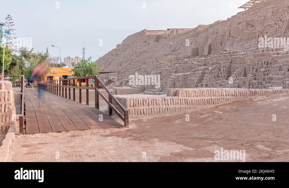 Pyramid of Huaca Pucllana timelapse, pre Inca culture ceremonial ...