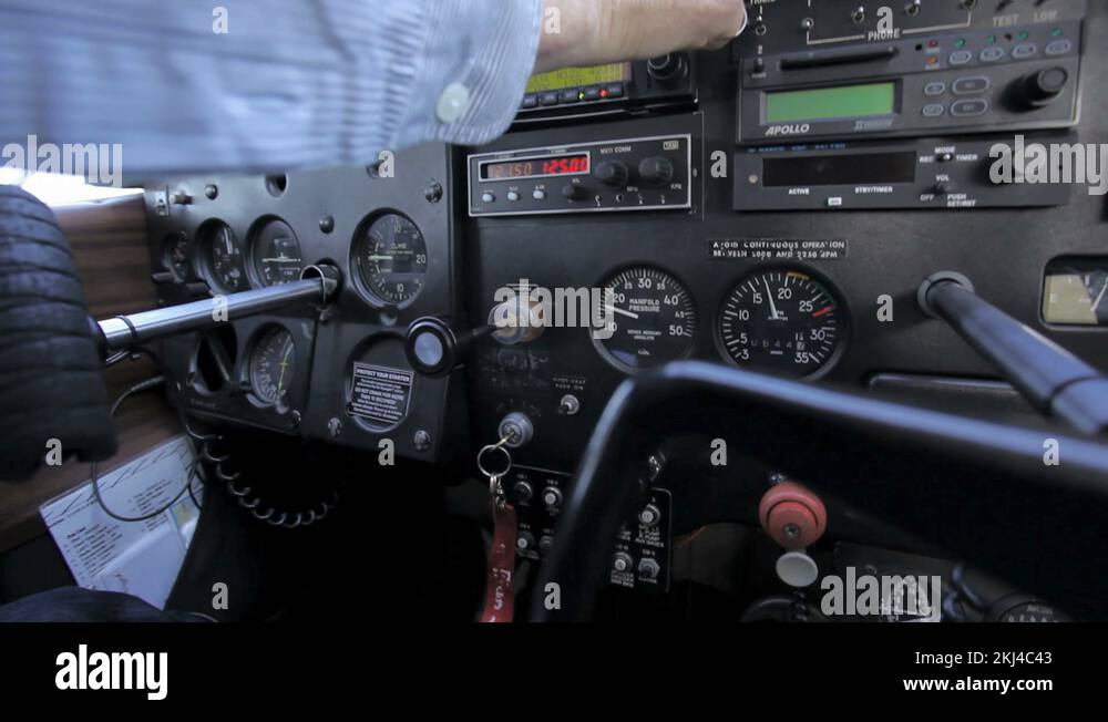 Control panel of a Cessna C175 during take off Stock Video Footage - Alamy