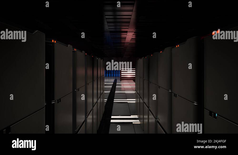 Working data center with servers in rows. Blinking red and blue led lights Stock Video Footage ...