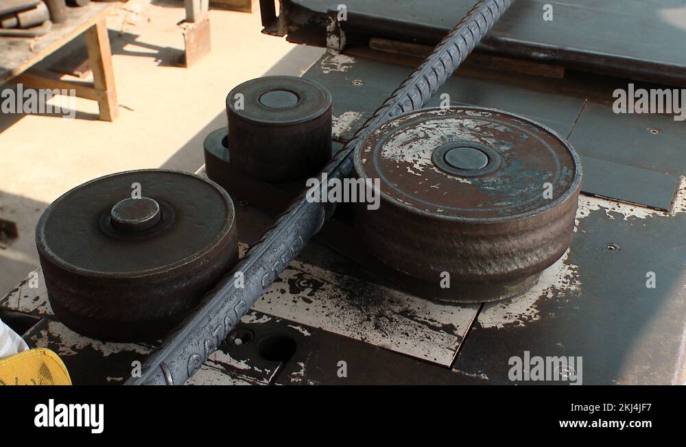 Rebars bending operation at a bridge construction site in Bahrain ...