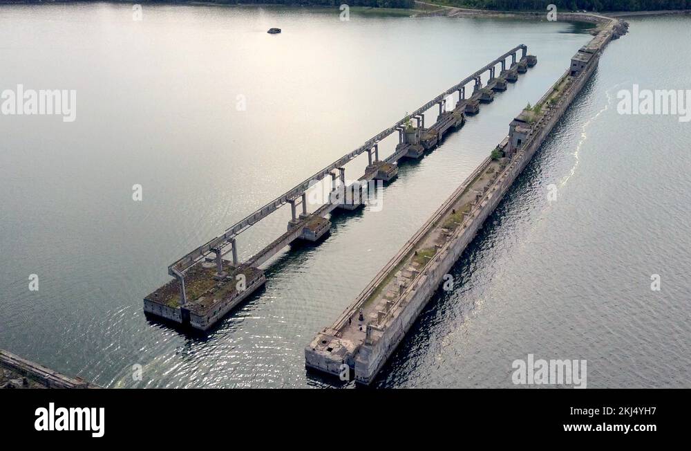 An aerial view of the long walls of the rare base for demagnitisation ...