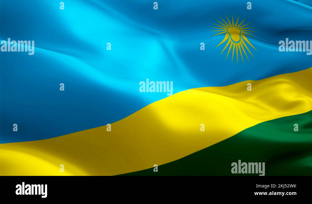 Rwanda waving flag. National 3d Rwandese flag waving. Sign of Rwanda ...