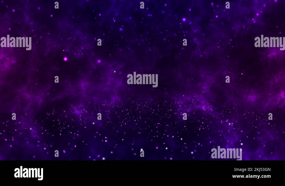 abstract purple neon background with backlit particles flying in space ...