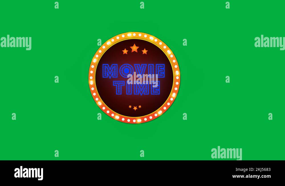 green screen animated movie time ,cinema signage,movie time logo Stock ...
