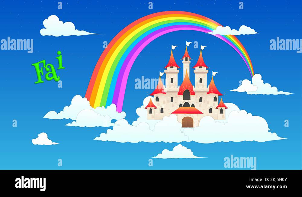 fairy tales animated intro,fairy castle with rainbow and clouds ...