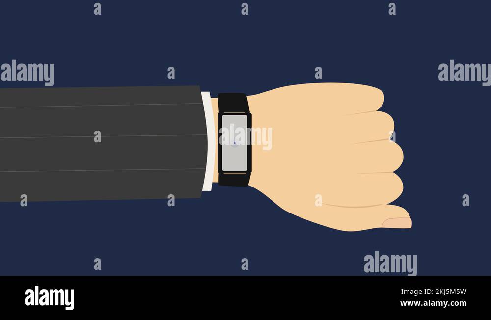 2d animation of male hand tapping smart watch and schedule with timing ...