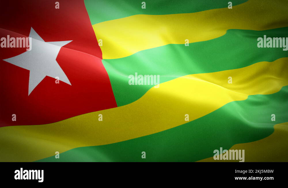 Togo waving flag. National 3d Togolese flag waving. Sign of Togo ...