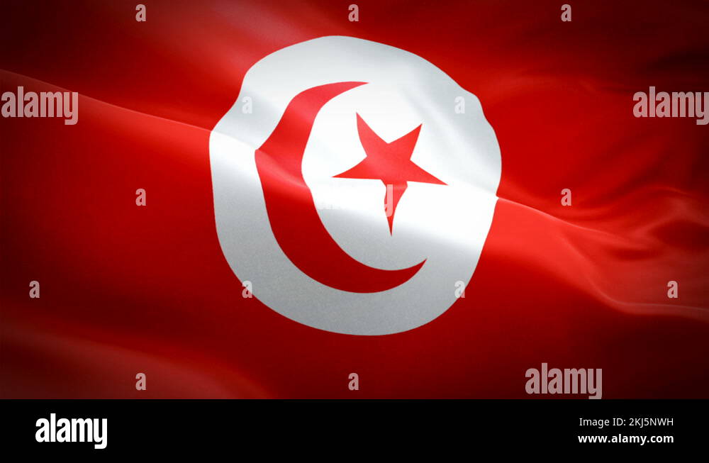 Tunisia waving flag. National 3d Tunisian flag waving. Sign of Tunisia ...