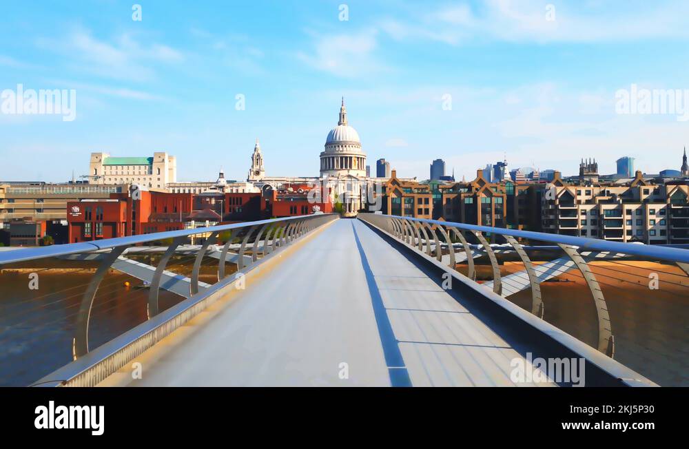 2D toon texture effect of Millenium bridge and the St. Paul's Cathedral ...