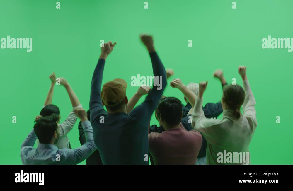 Green Screen Chroma Key Studio: Diverse Crowd of Fans Cheering ...