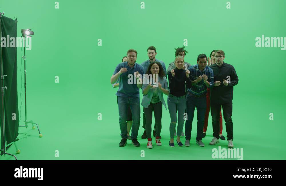 Green Screen Chroma Key Studio: Diverse Crowd of Multi-Ethnic Fans ...