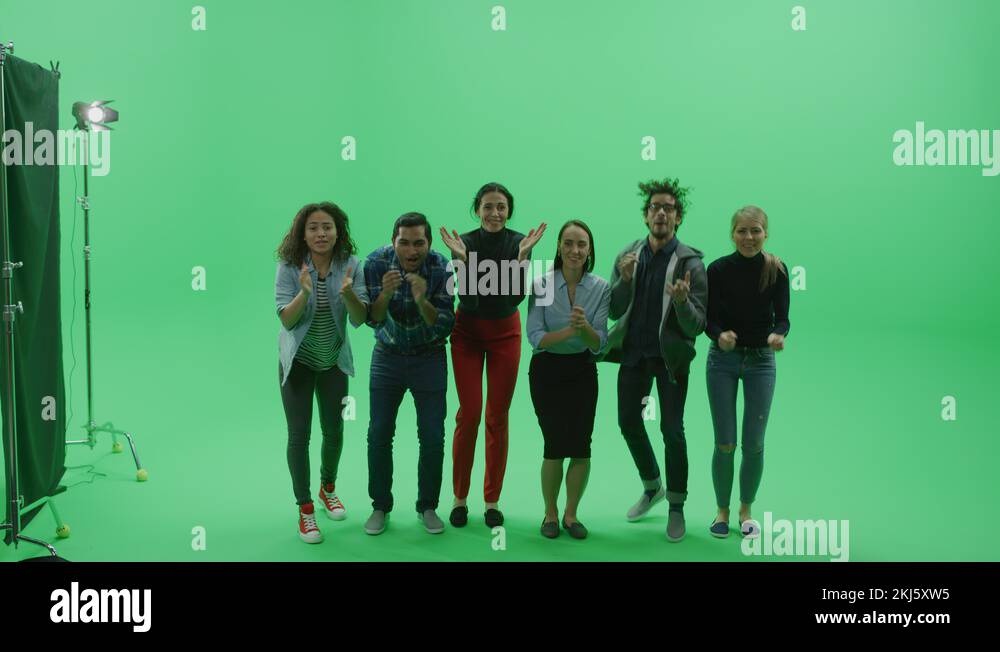 Green Screen Chroma Key Studio: Diverse Crowd of Multi-Ethnic People ...