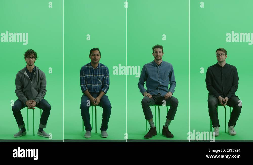 4-in-1 Green Screen Collage: Four Portraits of Handsome Men of Diverse ...