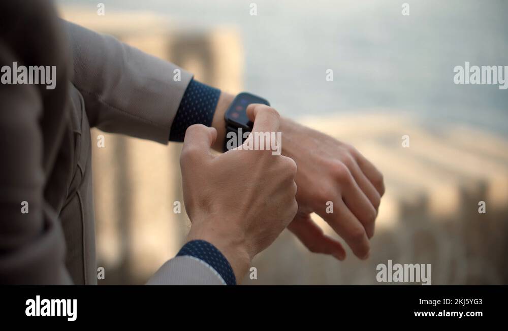 Scrolling On Smartwatch Display. Smart Watch Wearable Wristband ...