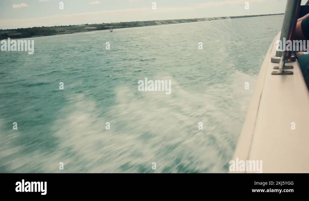 Sea Wave Behind Pleasure Boat. Spray Water From Speed Boat Stock Video ...