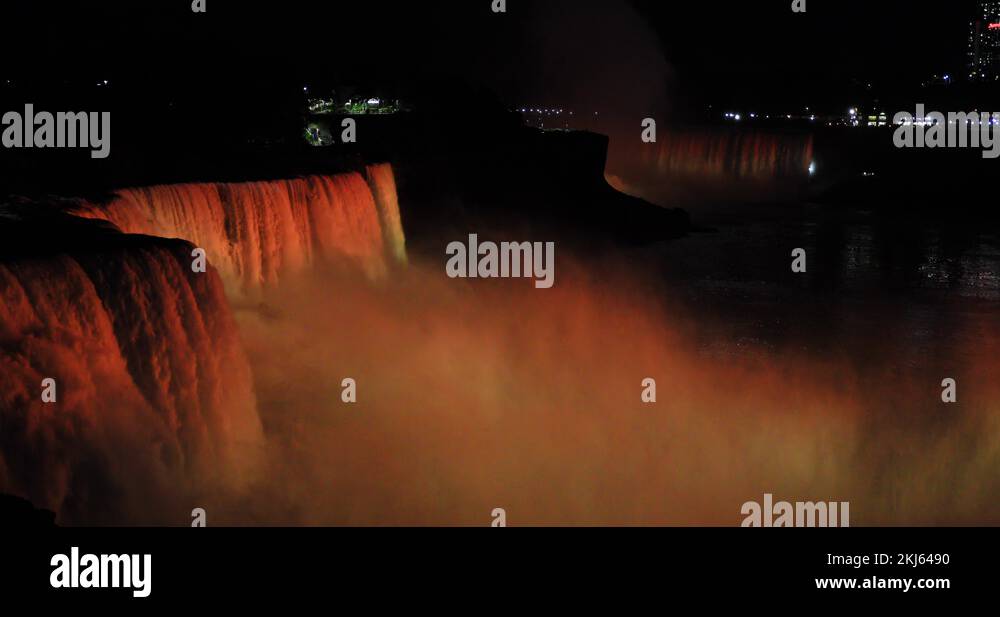 Niagara Falls New York dark night red white lights 4K Stock Video ...