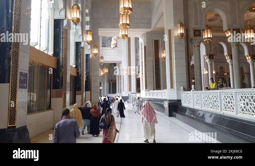 Mecca, Saudi Arabia - Muslims walking in the corridor of AL-Masjed AL ...