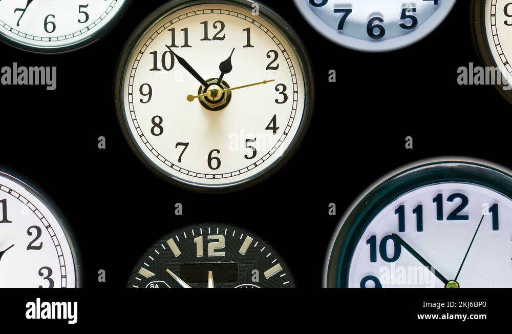 Many time lapse clock faces appear at zoom out all showing different ...