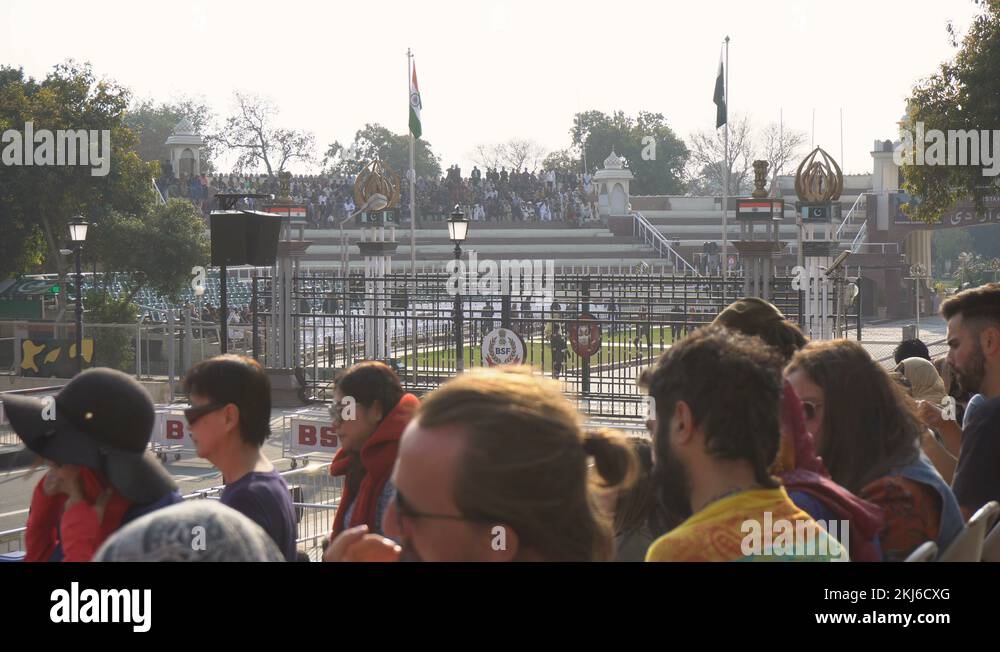 Border Gate at Pakistan to India Border With Spectators On Both Country Sides Stock Video ...
