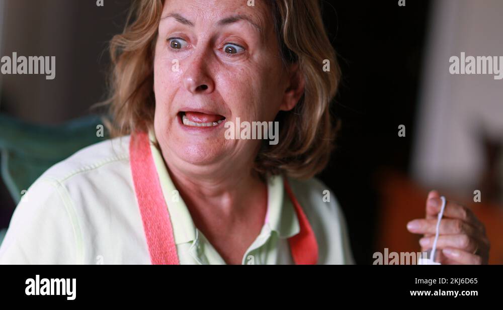 Older woman shock reaction with mood swings. Portrait of senior lady ...