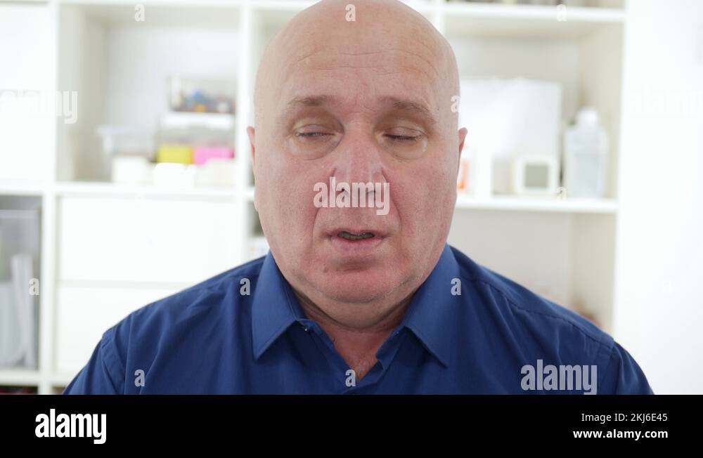 Slow Motion with Sick Elderly Person Coughs and Sneezes Spreading ...