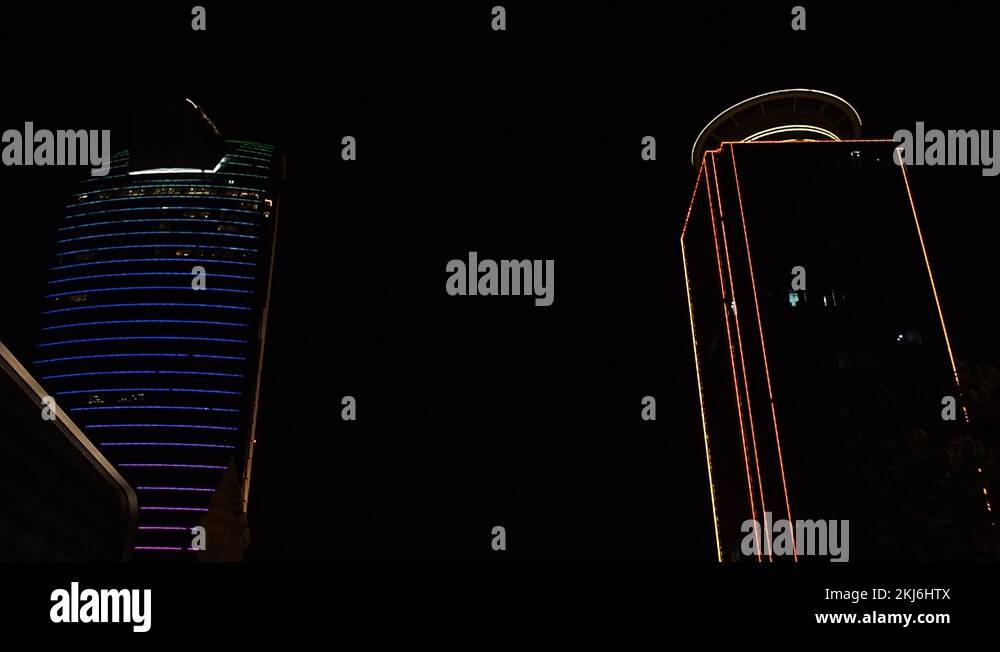 Night View. Vattanac Tower And Canadia bank Tower Illuminated At Night ...