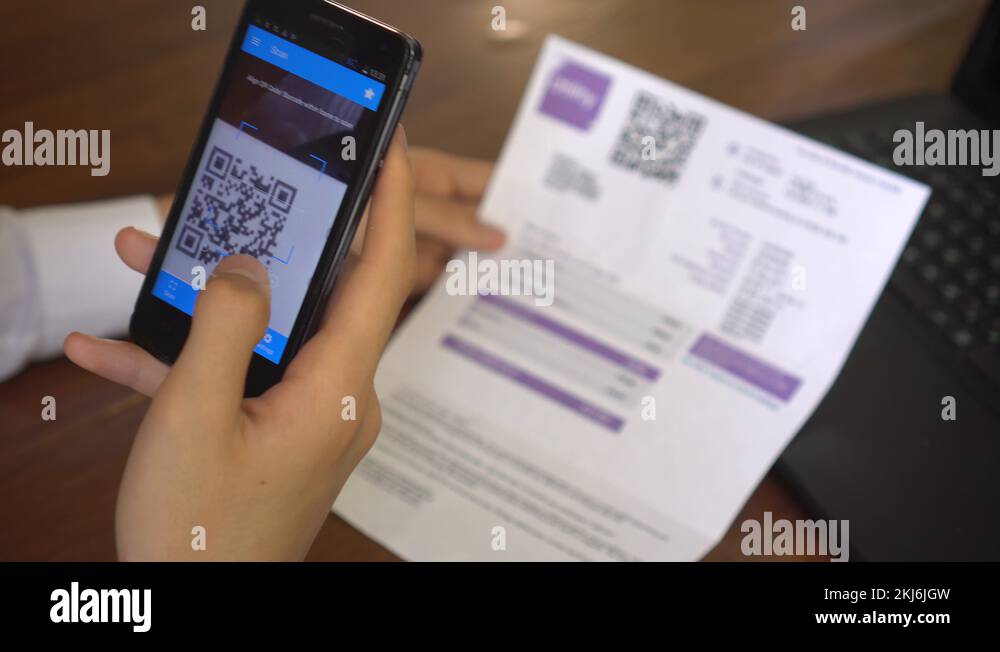 QR codes to pay bills through mobile technology Stock Video Footage - Alamy