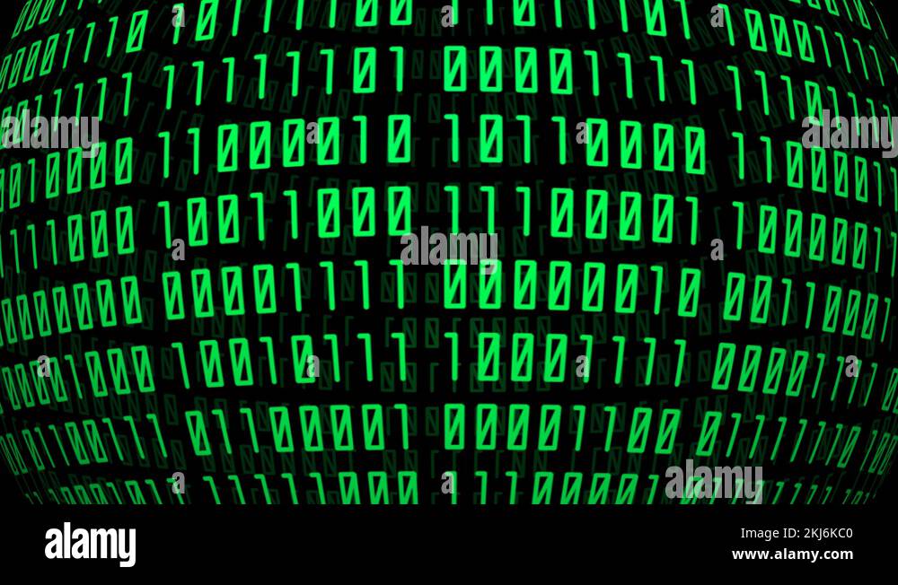 Full Sphere Binary Number Matrix Animation on Black Background Stock ...